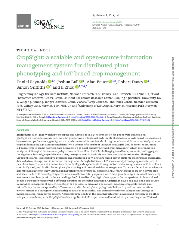 (PDF) CropSight: a scalable and open-source information management system for distributed plant ...