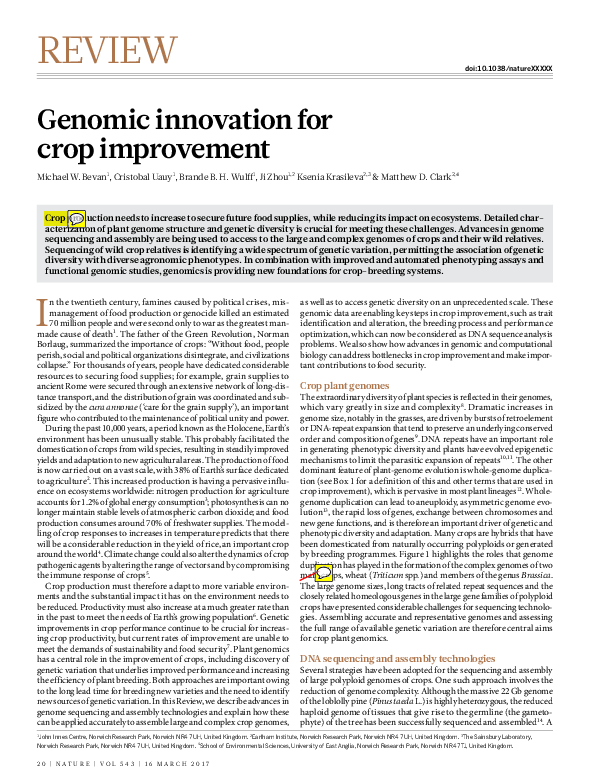 (PDF) Genomic innovation for crop improvement