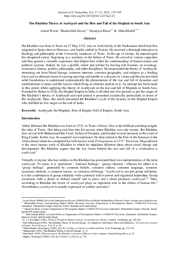 (PDF) Ibn Khaldun Theory of Asabiyyah and the Rise and Fall of the ...