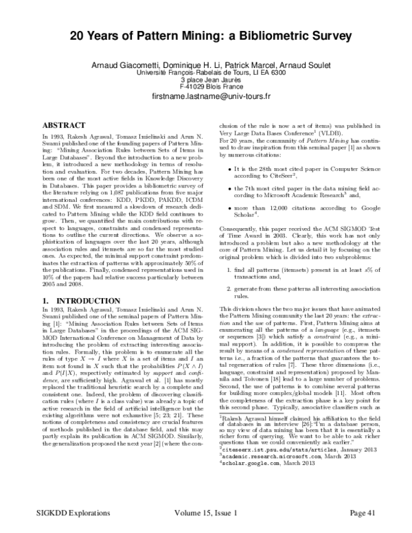 (PDF) 20 Years of Pattern Mining