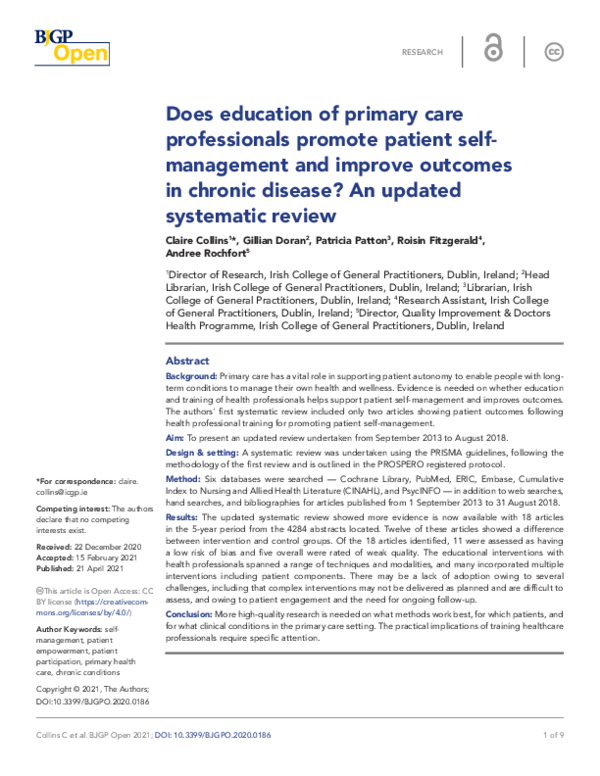 (PDF) Does education of primary care professionals promote patient self ...