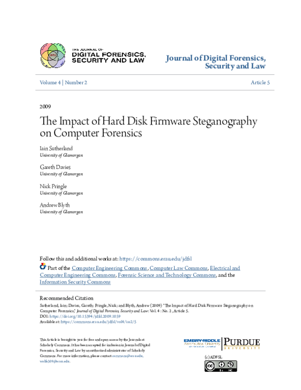 (PDF) The Impact of Hard Disk Firmware Steganography on Computer Forensics