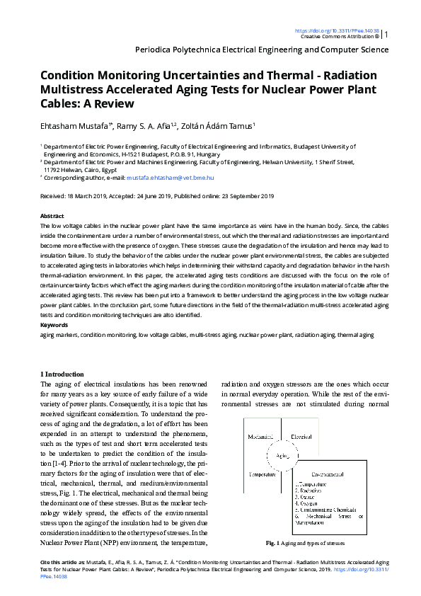 (PDF) Condition Monitoring Uncertainties and Thermal - Radiation Multistress Accelerated Aging ...