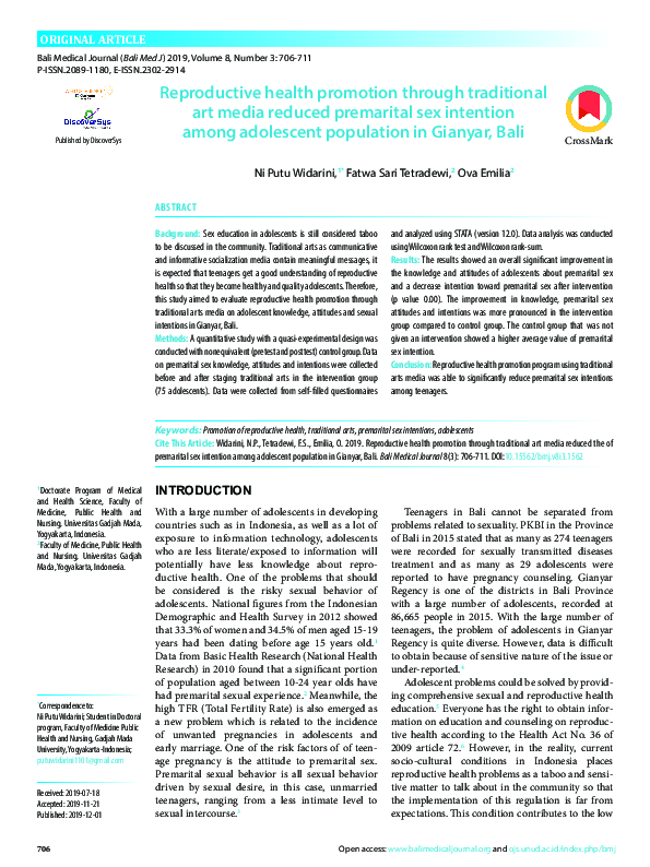 (PDF) Reproductive health promotion through traditional art media ...