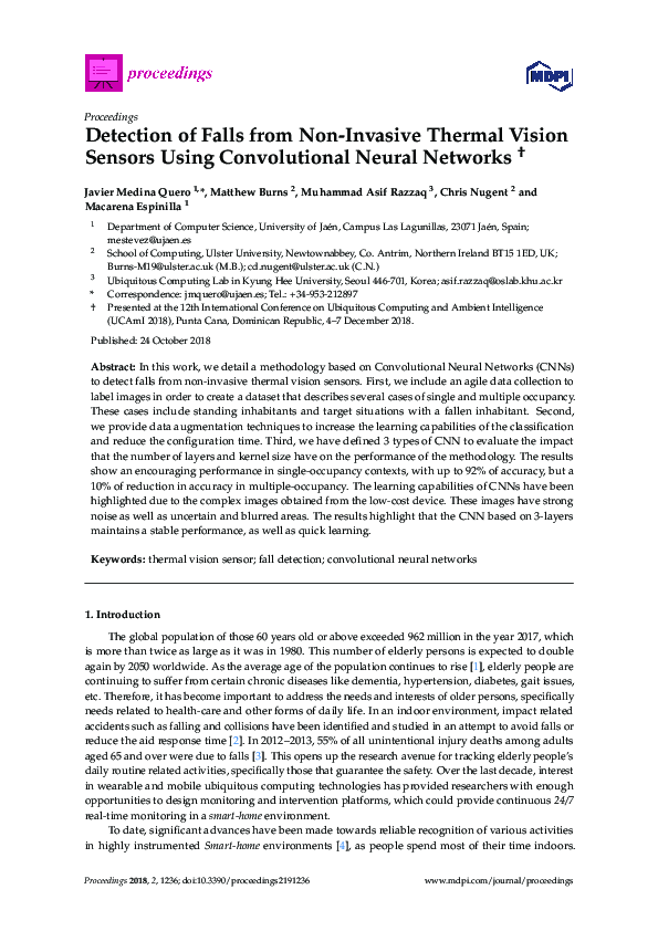(PDF) Detection of Falls from Non-Invasive Thermal Vision Sensors Using Convolutional Neural ...