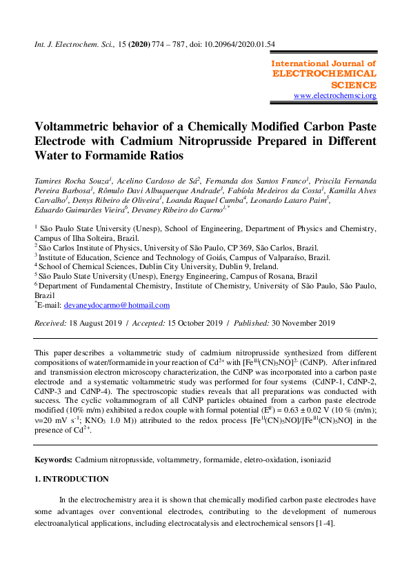 (PDF) Voltammetric behavior of a Chemically Modified Carbon Paste ...