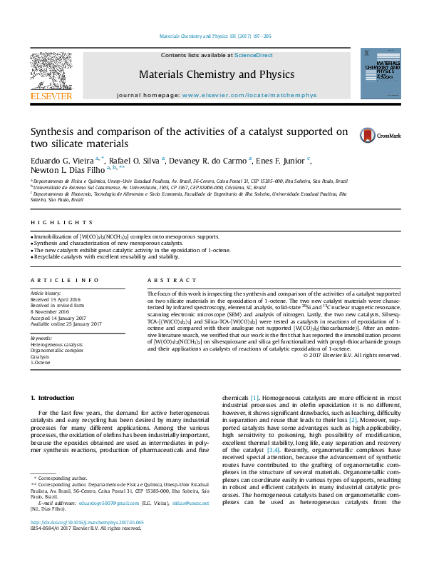 (PDF) Synthesis and comparison of the activities of a catalyst ...