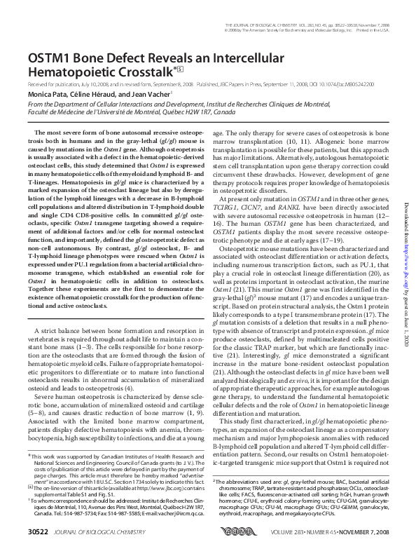 (PDF) OSTM1 Bone Defect Reveals an Intercellular Hematopoietic Crosstalk