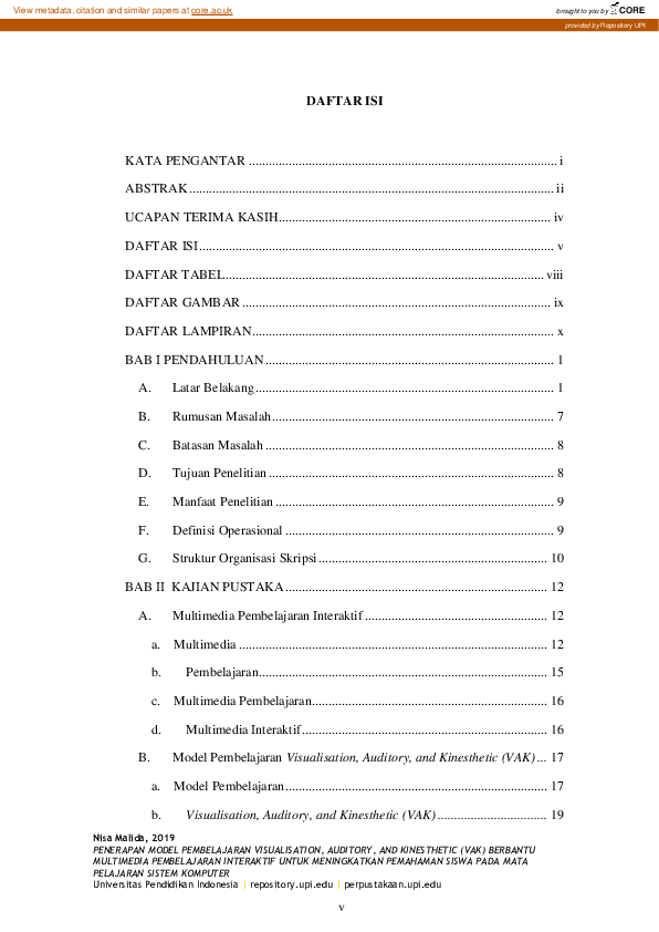 (PDF) Penerapan Model Pembelajaran Visualisation, Auditory, and ... (PDF) Penerapan Model Pembelajaran Visualisation, Auditory, and ...