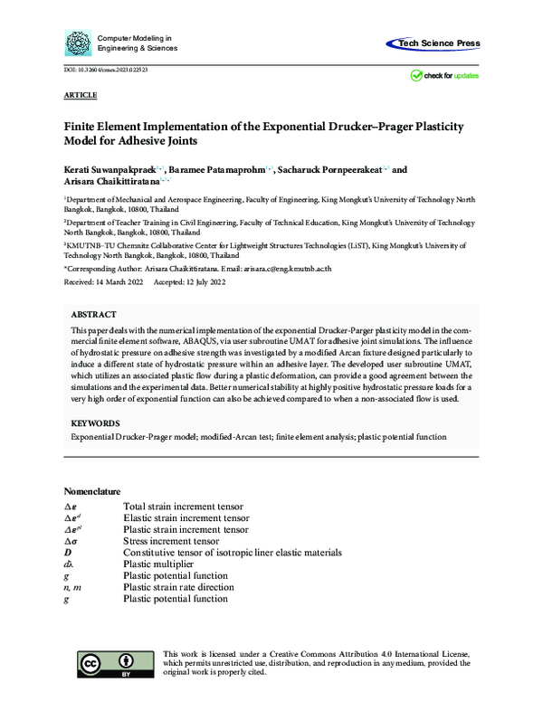 (PDF) Finite Element Implementation of the Exponential Drucker–Prager ...