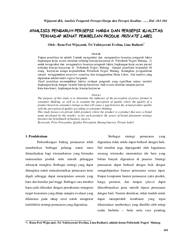 (PDF) Analisis Pengaruh Persepsi Harga Dan Persepsi Kualitas Terhadap Minat Pembelian Produk ...