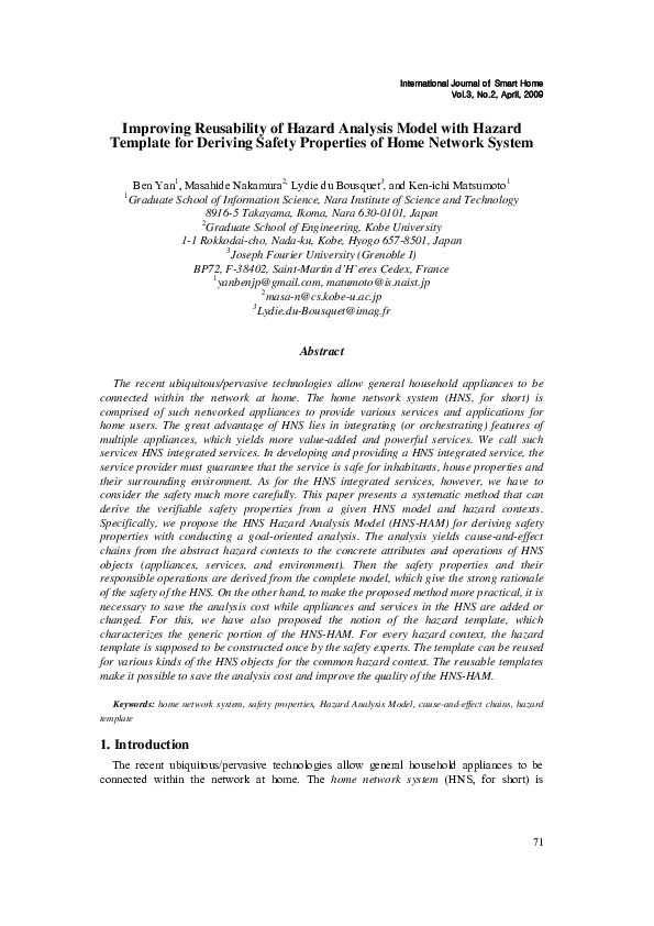 (PDF) Improving Reusability of Hazard Analysis Model with Hazard Template for Deriving Safety ...