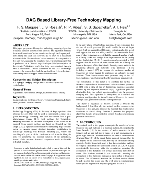 (PDF) DAG based library-free technology mapping | Leomar Alves Rosa ...