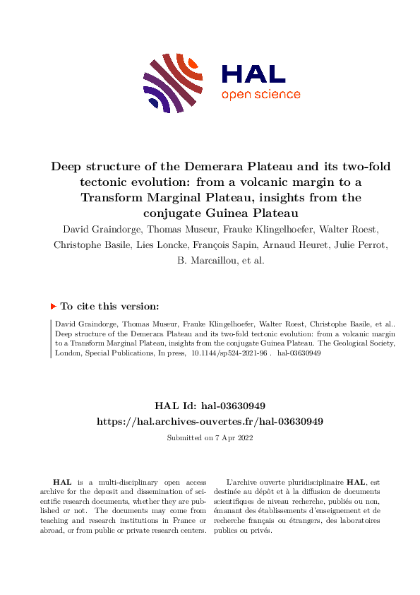 (PDF) Deep structure of the Demerara Plateau and its two-fold tectonic ...