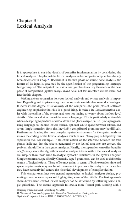 (PDF) Lexical Analysis