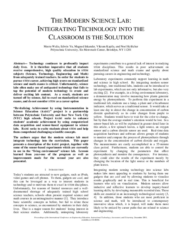 (PDF) The modern science lab: Integrating technology into the classroom ...