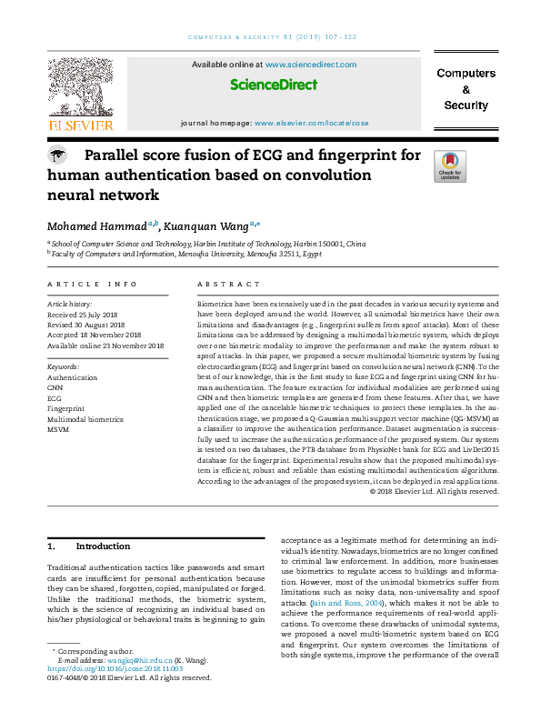 (PDF) Parallel score fusion of ECG and fingerprint for human ...