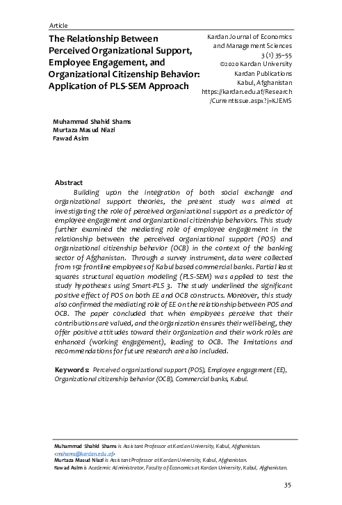 (PDF) The Relationship Between Perceived Organizational Support ...