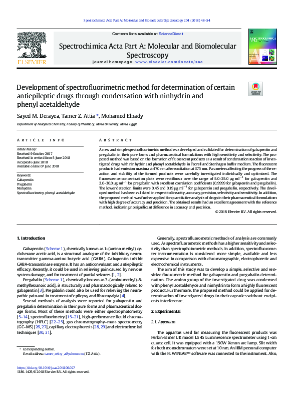 Pdf Development Of A Spectrofluorimetric Method For Determination Of