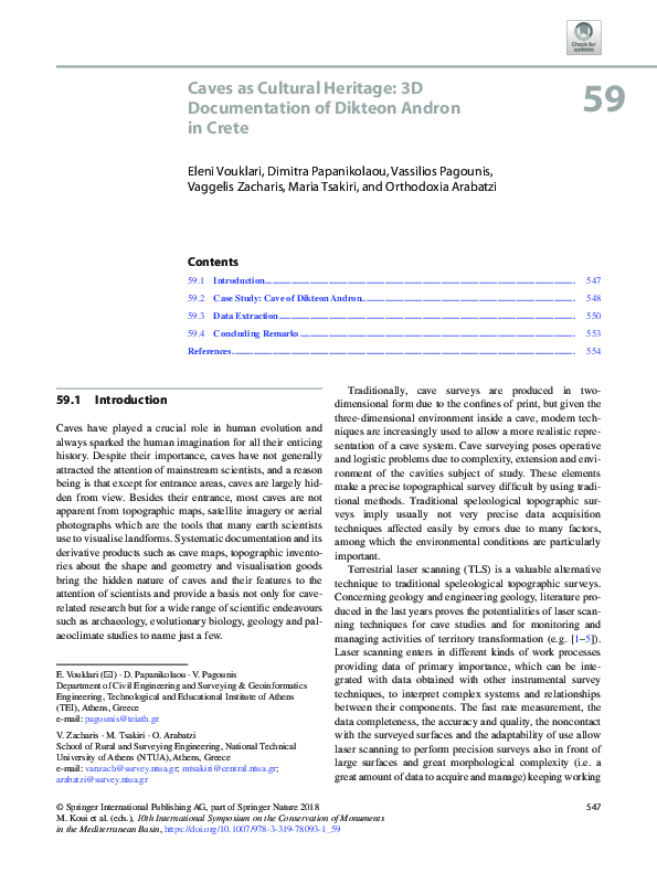 (PDF) Caves as Cultural Heritage: 3D Documentation of Dikteon Andron in ...