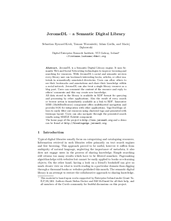 (PDF) JeromeDL: The Social Semantic Digital Library