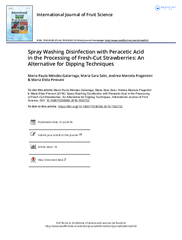 (PDF) Spray Washing Disinfection with Peracetic Acid in the Processing ...