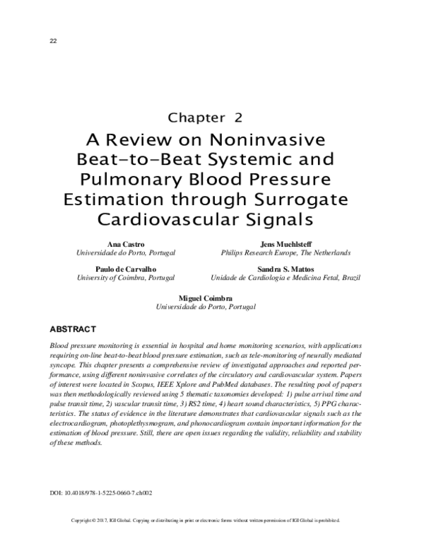 (PDF) A Review on Noninvasive Beat-to-Beat Systemic and Pulmonary Blood Pressure Estimation ...