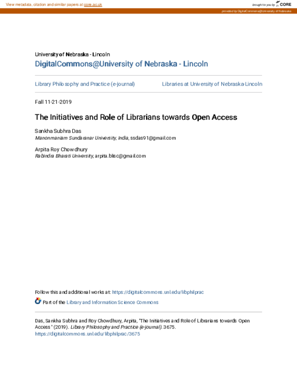(PDF) Librarians' Role in Advancing Open Access
