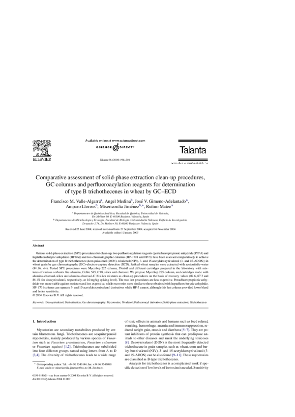 (PDF) Comparative assessment of solid-phase extraction clean-up ...
