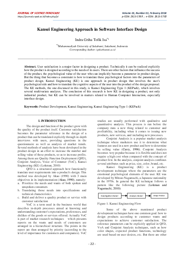 Pdf Kansei Engineering In Interface Design