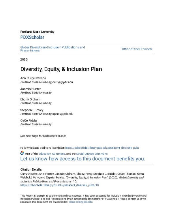 (PDF) Diversity, Equity, & Inclusion Plan