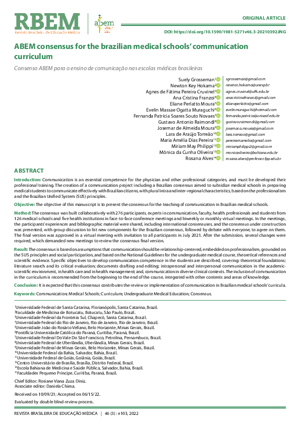 (PDF) ABEM consensus for the brazilian medical schools’ communication ...