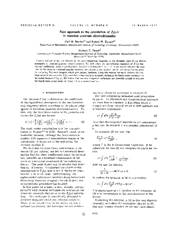 (PDF) New approach to the calculation ofF1(α)in massless quantum electrodynamics