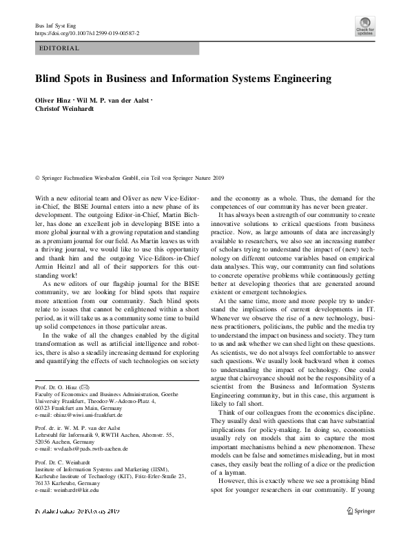 (PDF) Blind Spots in Business and Information Systems Engineering