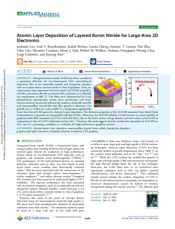 (PDF) Atomic Layer Deposition of Layered Boron Nitride for Large-Area ...