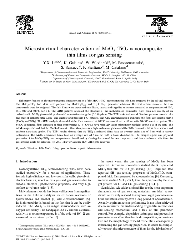 (PDF) Microstructural characterization of MoO 3 ±TiO 2 nanocomposite thin ®lms for gas sensing ...