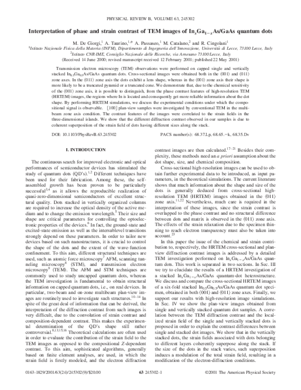 (PDF) Interpretation of phase and strain contrast of TEM images of In x ...
