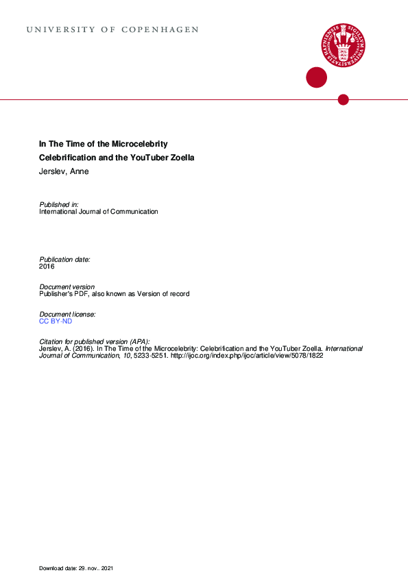 (PDF) Media Times| In The Time of the Microcelebrity: Celebrification ...