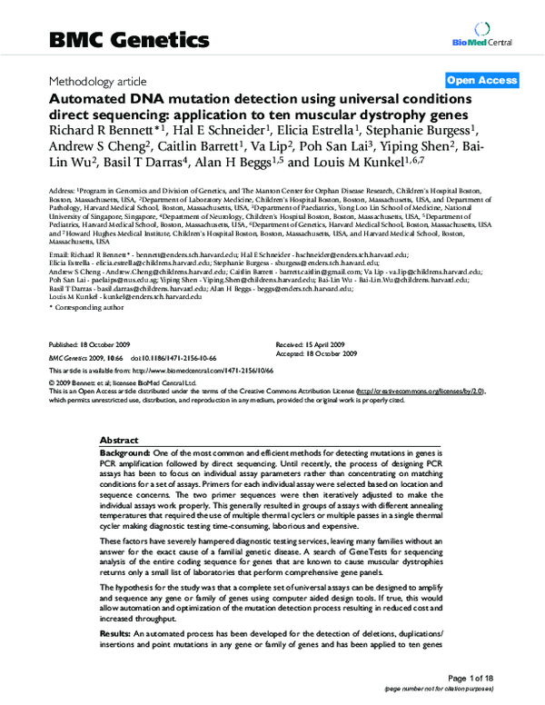 (PDF) Automated DNA mutation detection using universal conditions ...