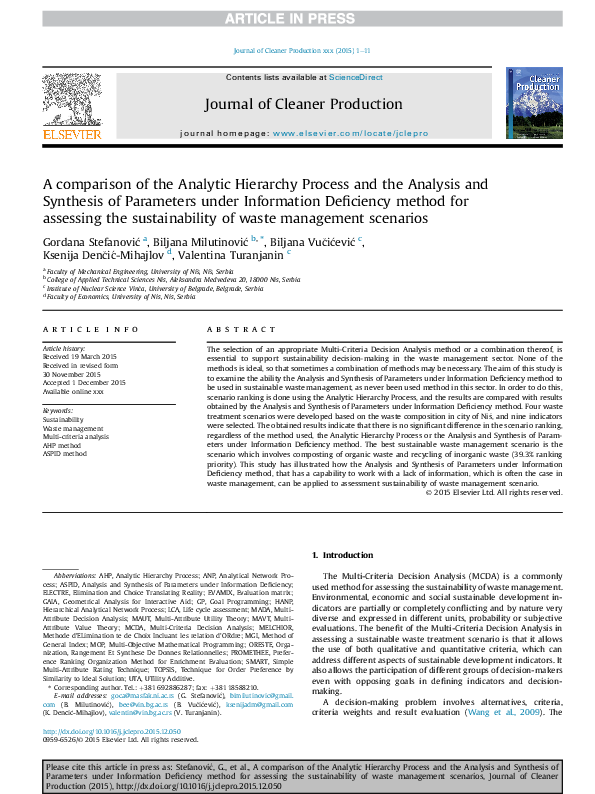 (PDF) A comparison of the Analytic Hierarchy Process and the Analysis and Synthesis of ...