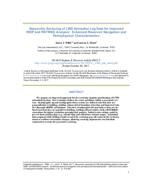 (PDF) Geocentric Sectoring of LWD Azimuthal Log Data for Improved RDIP ...