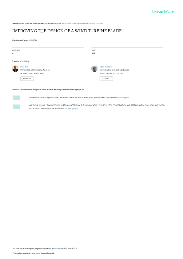 (PDF) Improving the Design of a Wind Turbine Blade