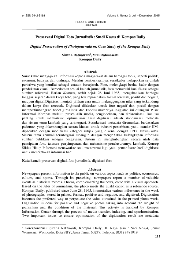 (PDF) Digital Preservation of Photo Journalism (Case Study of the ...