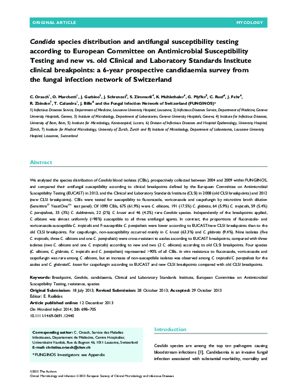 (PDF) Candida species distribution and antifungal susceptibility ...