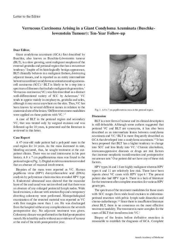 (PDF) Verrucous Carcinoma Arising in a Giant Condyloma Acuminata ...