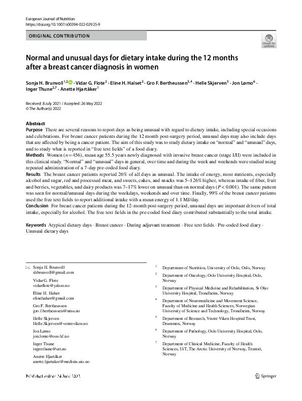 (PDF) Normal and unusual days for dietary intake during the 12 months ...