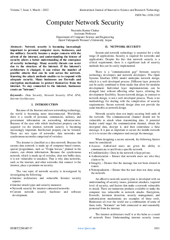 (PDF) Computer Network Security