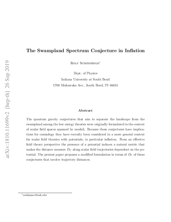 (PDF) The Swampland Spectrum Conjecture in Inflation