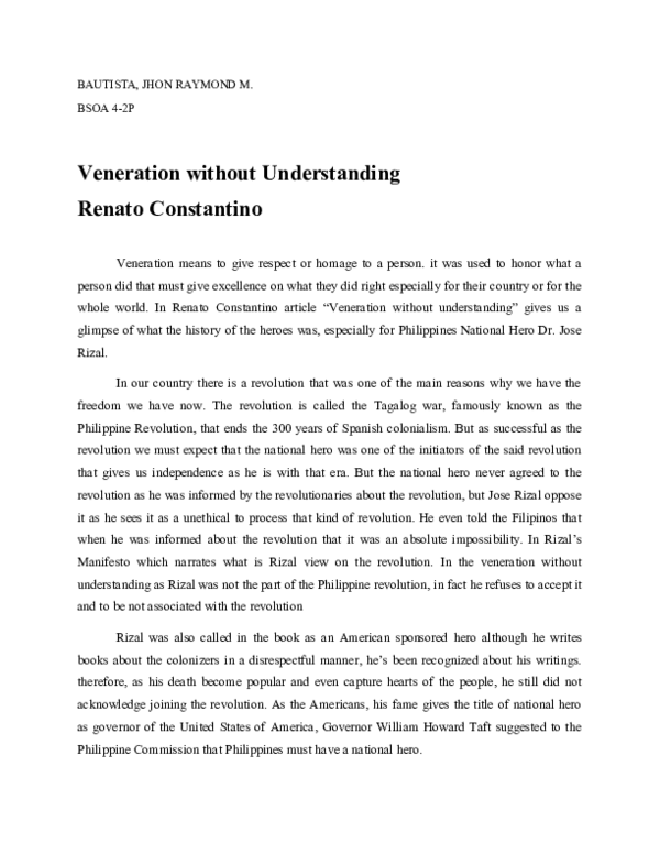 (DOC) Veneration without Understanding by Renato Constantino ...