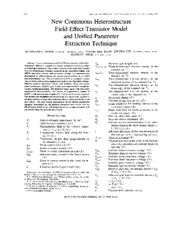 Pdf New Continuous Heterostructure Field Effect Transistor Model And